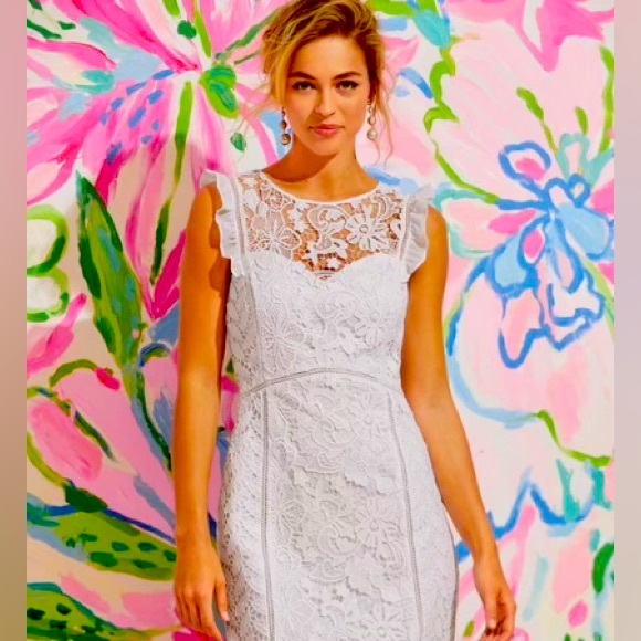 Lilly Pulitzer | Dresses | Lilly Pulitzer Resort White Maya Shift Lace ...